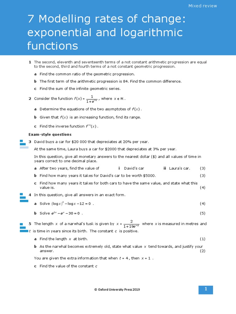 Math Chapter 7 Review | PDF | Logarithm | Mathematical Concepts