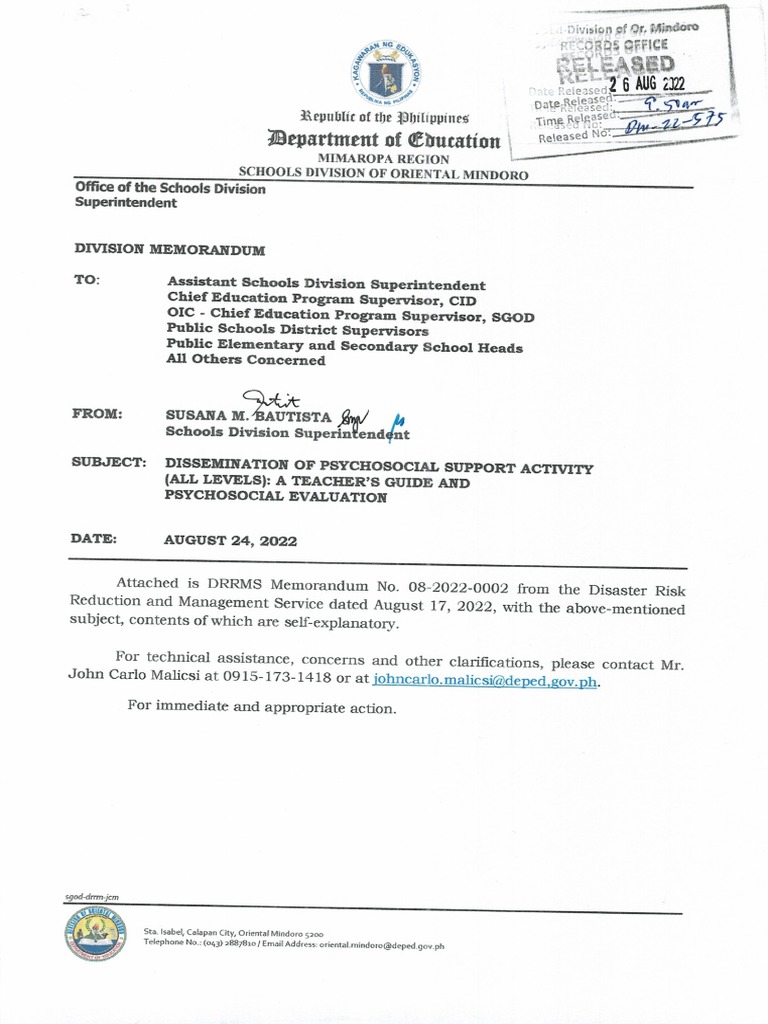 Dissemination of Psychosocial Support Activity (All Levels) - A Teacher ... Dissemination of Psychosocial Support Activity (All Levels) - A Teacher ...