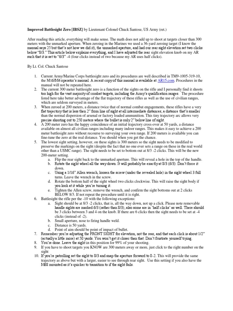 Improved Battle Sight Zero | PDF | Firearms | Military Technology