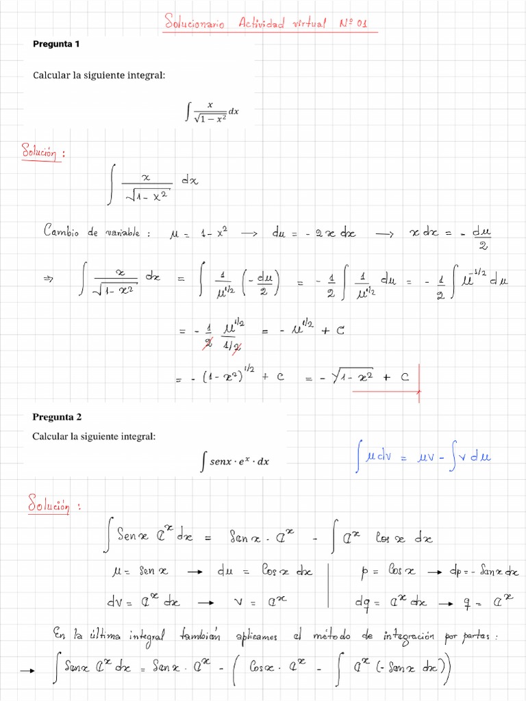 Solucionario de Actividad Virtual 1 - Calculo Integral Universidad Continental | PDF