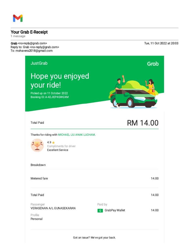 Gmail - Your Grab E-Receipt | PDF