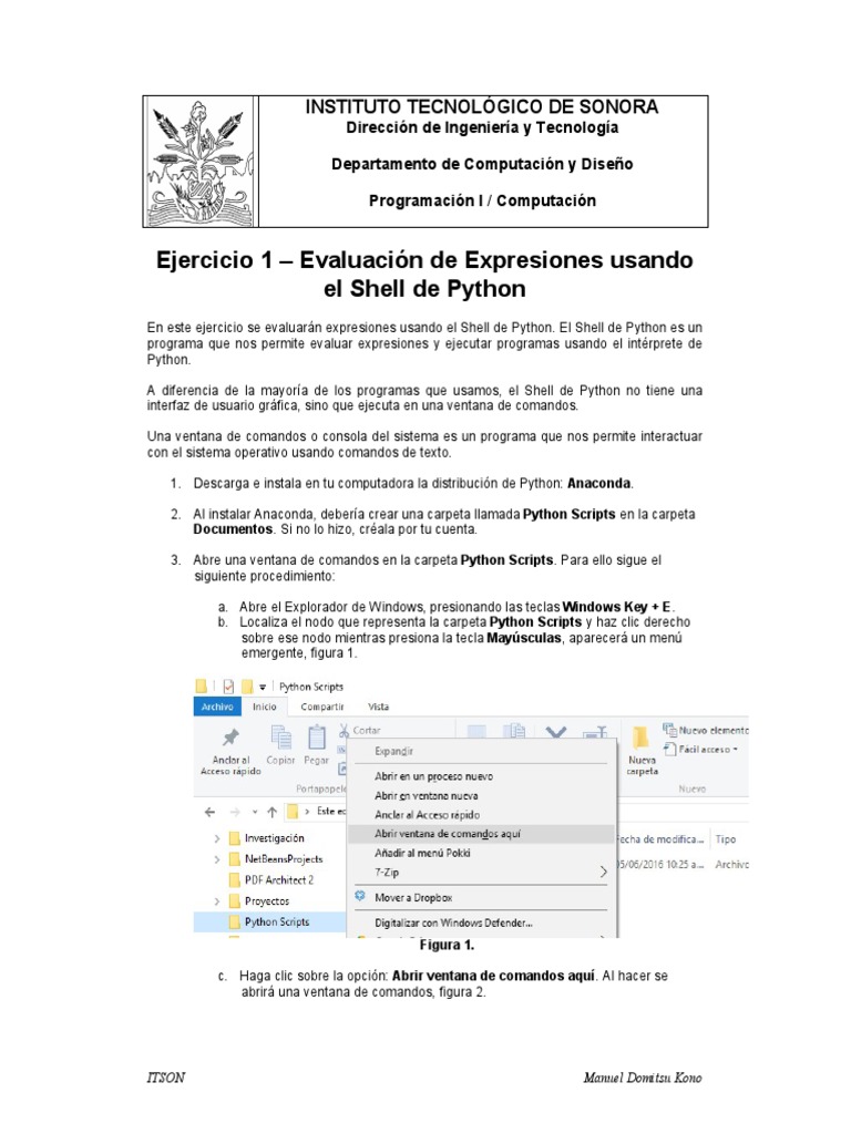 Ejercicio 01 - Evaluación de Expresiones Usando El Shell de Python ...
