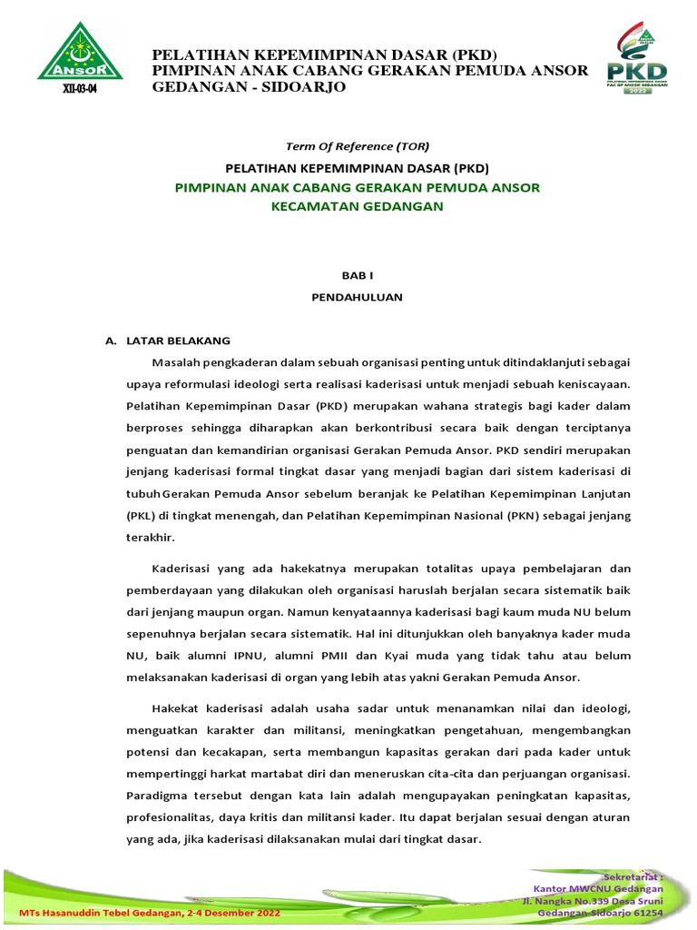 TOR PKD Gedangan 2022 New | PDF