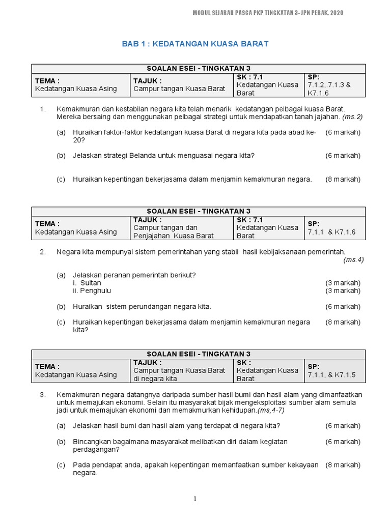 165 Esei Tingkatan 3-7-10 | PDF