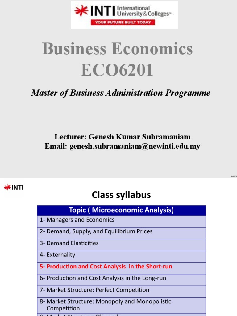 ECO6201 - Chapter 5 - Production and Cost Analysis in The Short Run (Amended) | PDF | Long Run ...