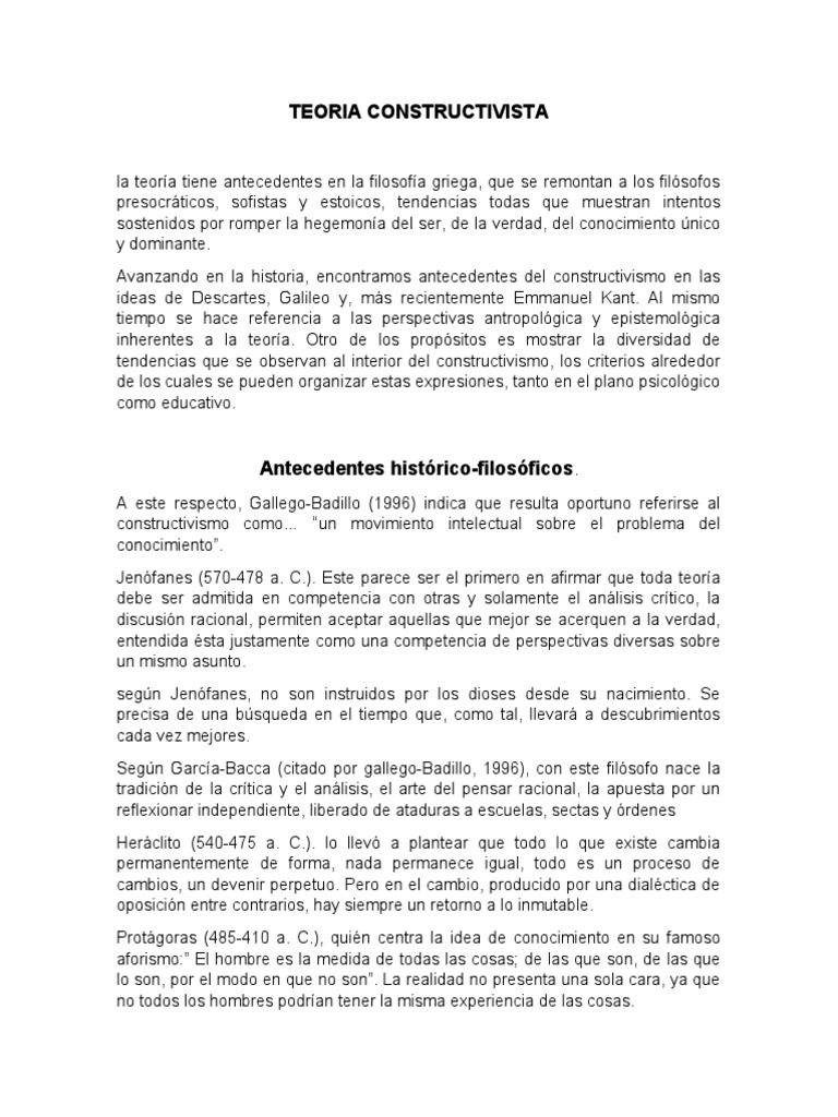 Teoria Constructivista | PDF | Constructivismo (filosofía de la educación) | Conocimiento