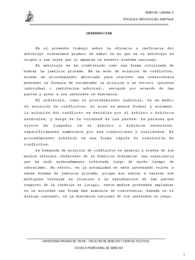Trab Lab.2 Arbitraje Term | PDF | Arbitraje | Derecho laboral