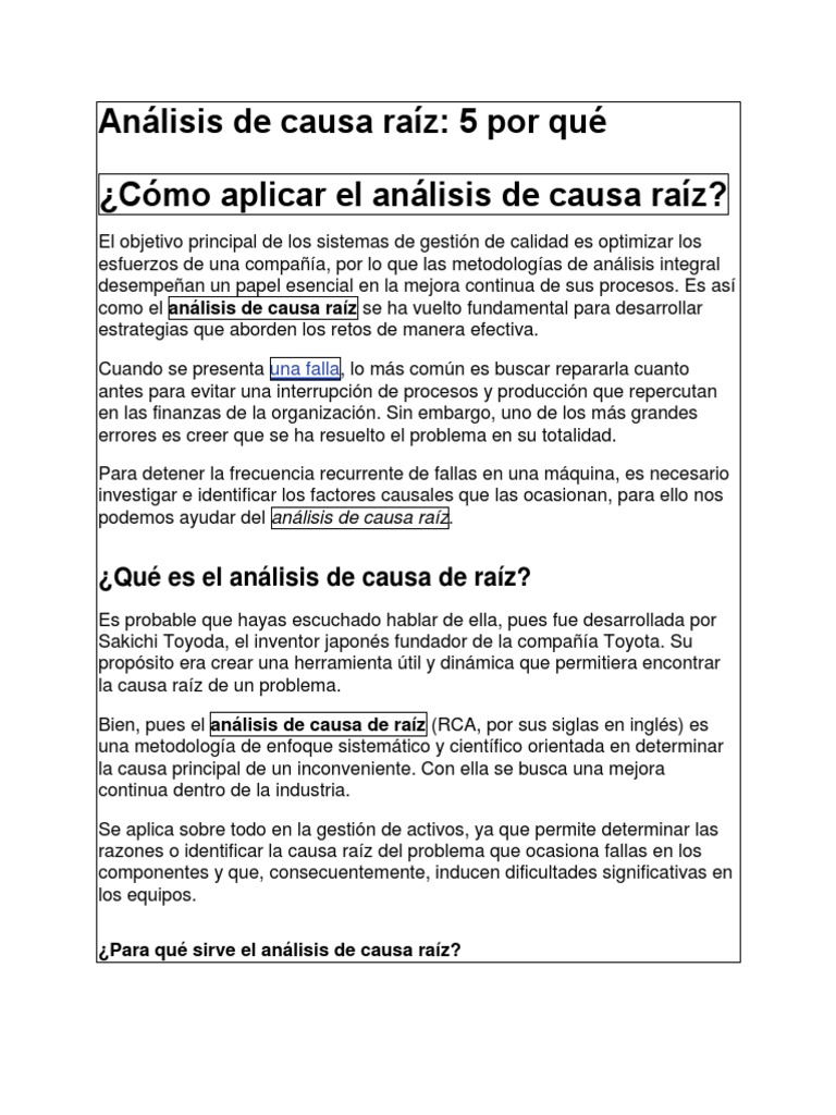 Análisis de Causa Raíz | PDF | Información