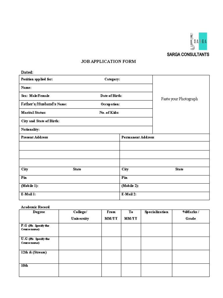 Appplication Form PDF