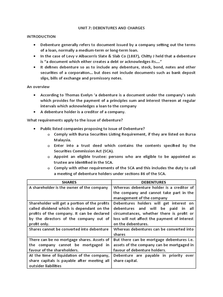 Understanding Debentures and Charges | PDF | Mortgage Law | Debt