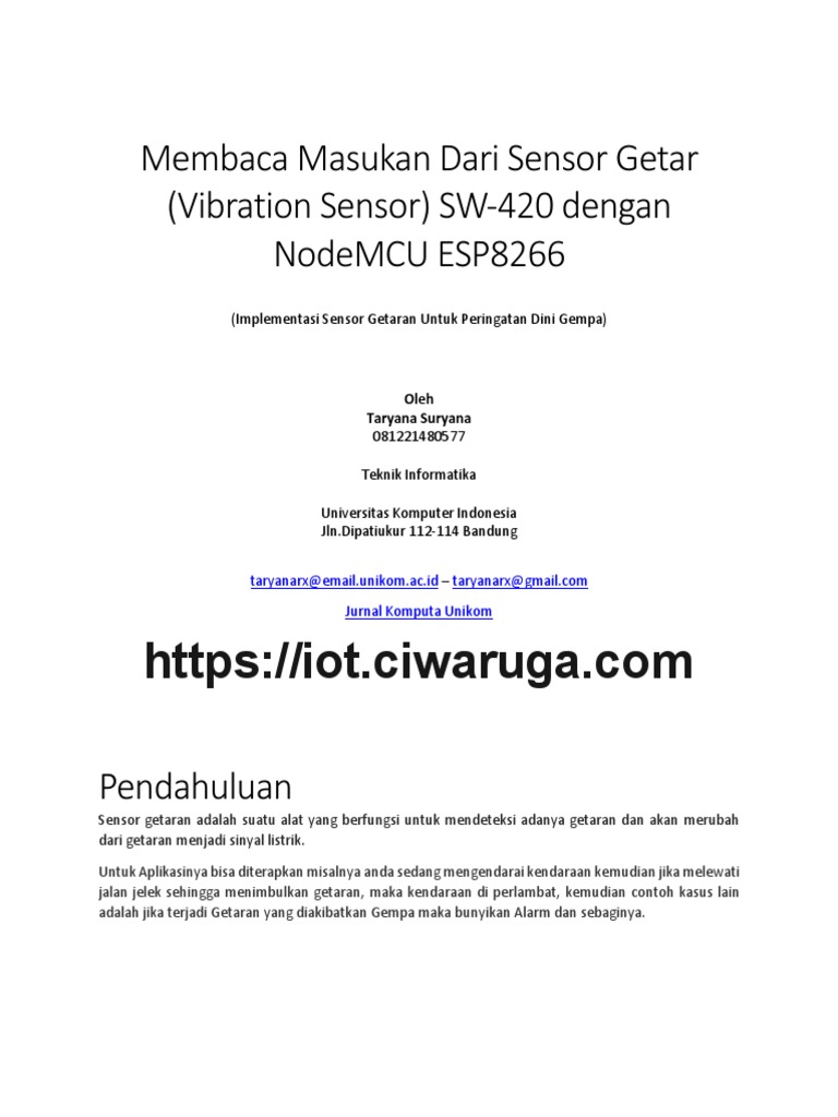Membaca Masukan Dari Sensor Getar (Vibration Sensor) SW-420 Dengan ...