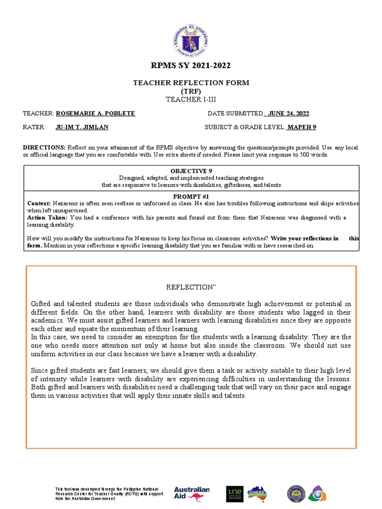 Marie TRF Obj. 9 - 10 | PDF | Differentiated Instruction | Learning