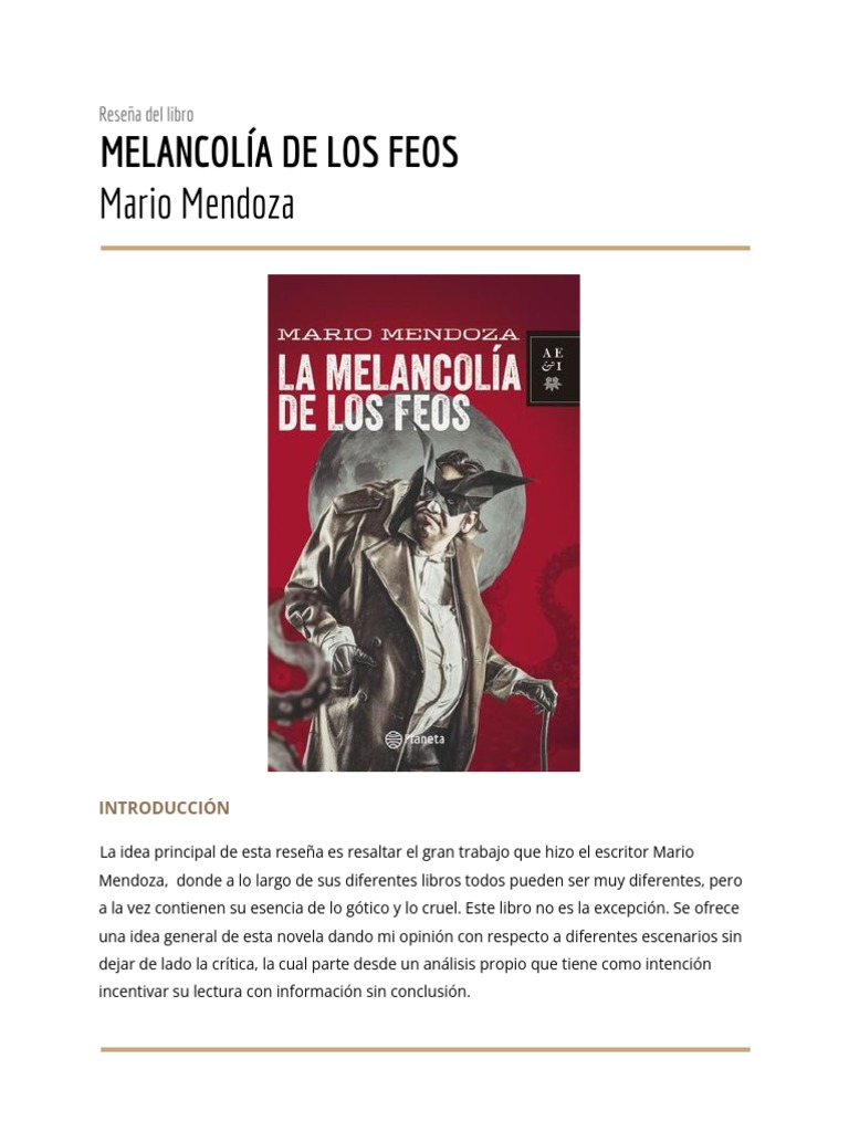 Reseña Melancolia de Los Feos. | PDF