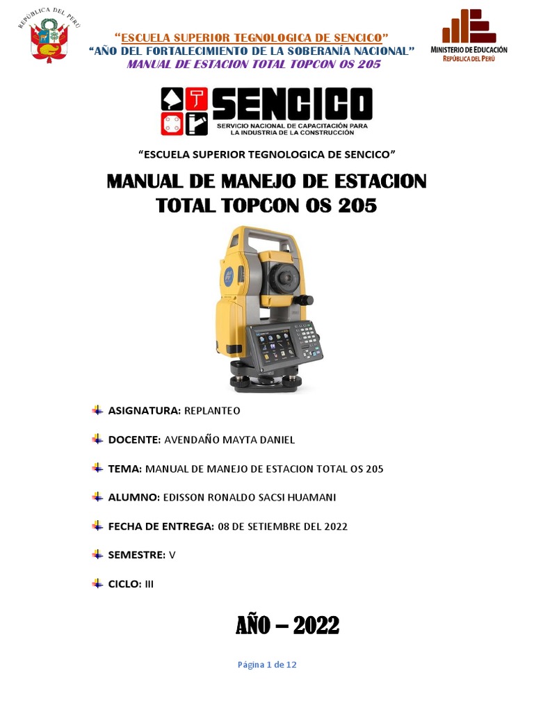 Manual de Manejo de Topcon Os - 205 | PDF | Ciencias de la Computación ...