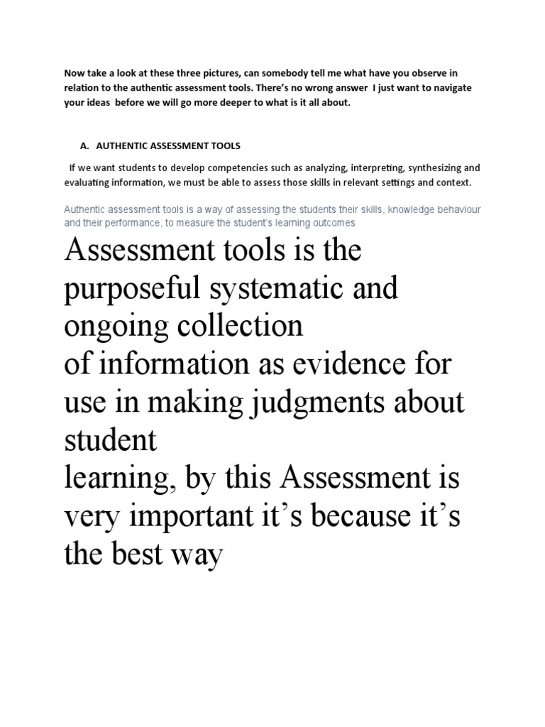 Authentic Assessment Tools Overview | PDF | Educational Assessment ...