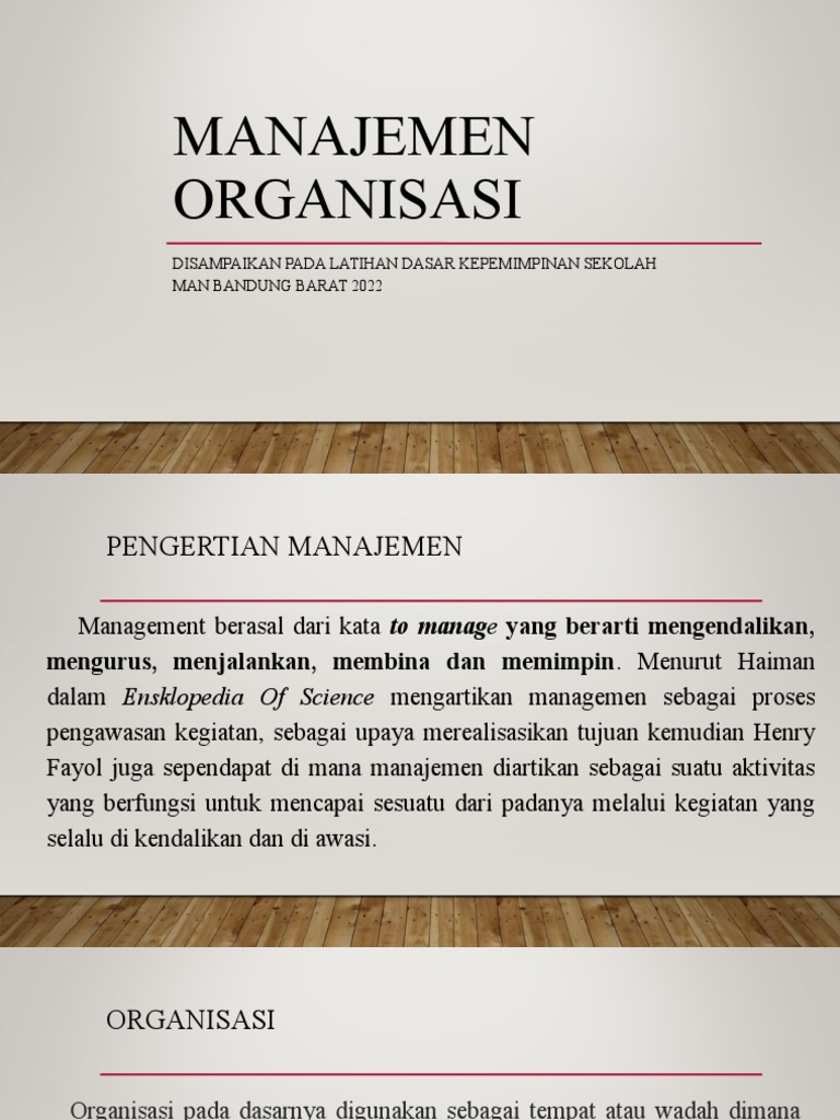 MANAJEMEN ORGANISASI DAN FUNGSINYA | PDF