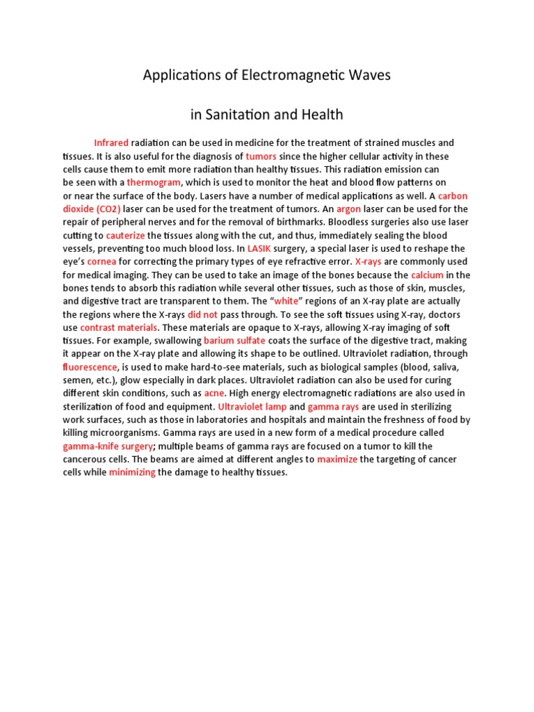 Applications of Electromagnetic Waves | PDF | X Ray | Electromagnetic ...