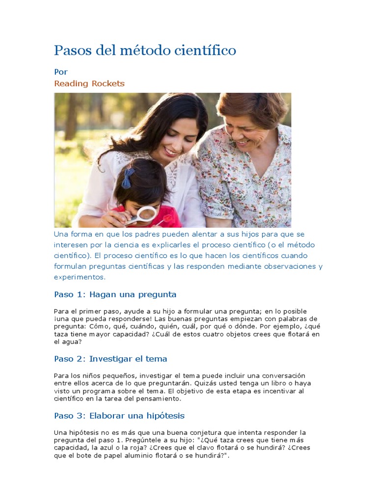 Pasos Del Método Científico | PDF | Experimentar | Método científico