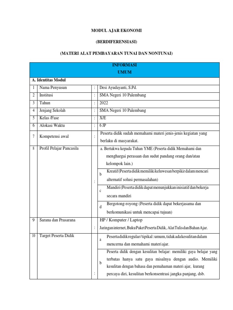 Modul Ajar Topik 1 Sem. Genap | PDF