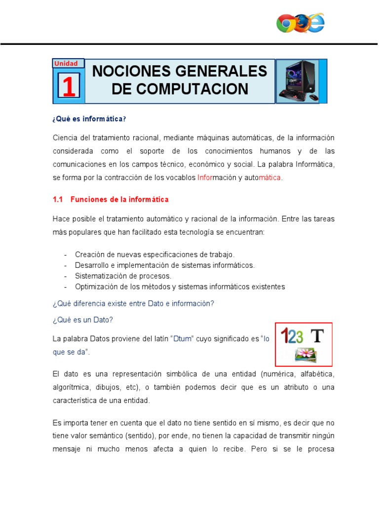 Nociones Generales de Computacion | PDF | Almacenamiento de datos de la computadora | Hardware ...