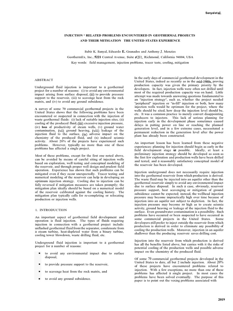 Injection Problems | PDF | Groundwater | Geothermal Energy