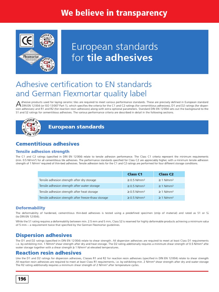 European Standards for Tile Adhesives | PDF | Adhesive | Cement