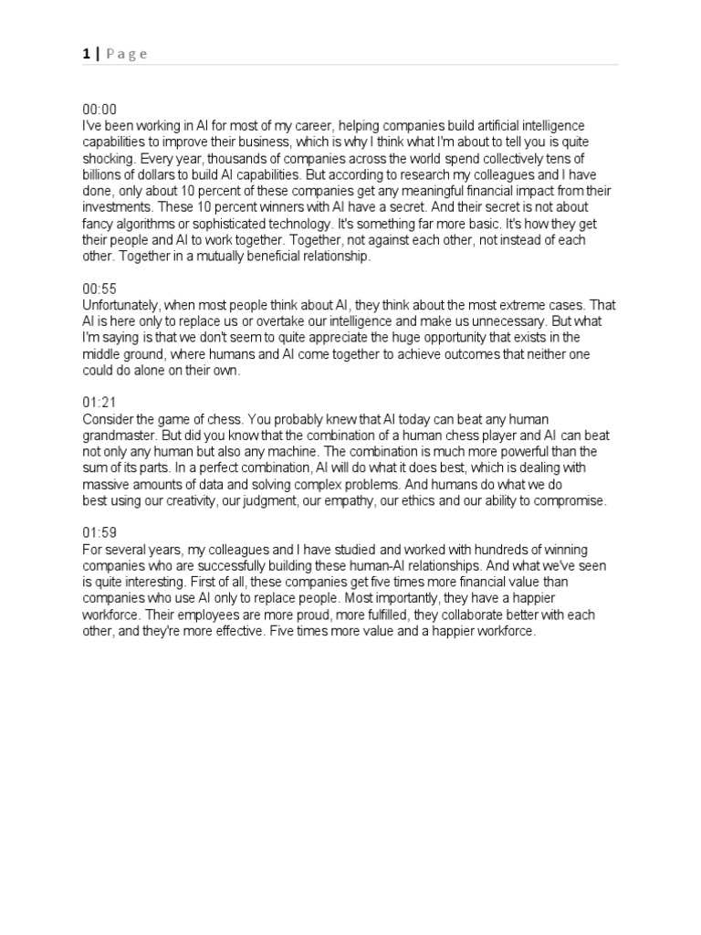 Why People and AI Make Good Business Partners Script | PDF | Artificial Intelligence ...