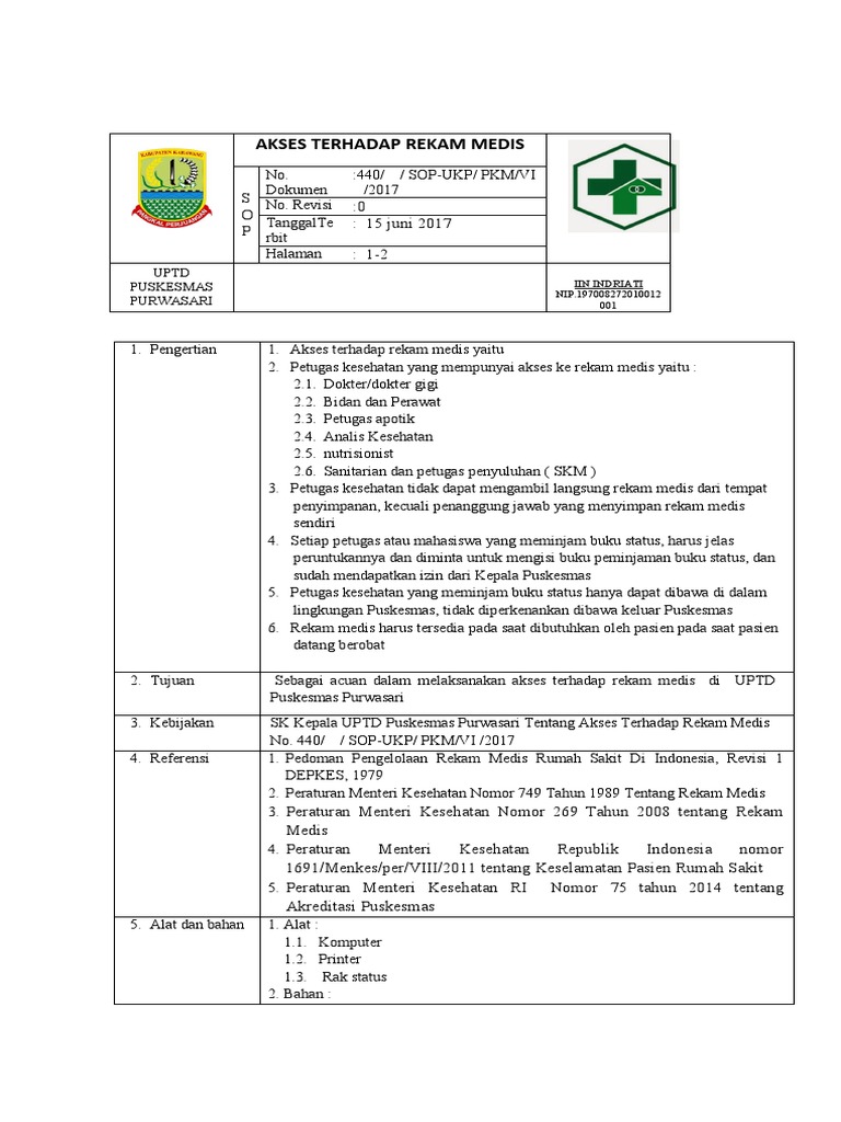 Sop Rekam Medik PWS | PDF