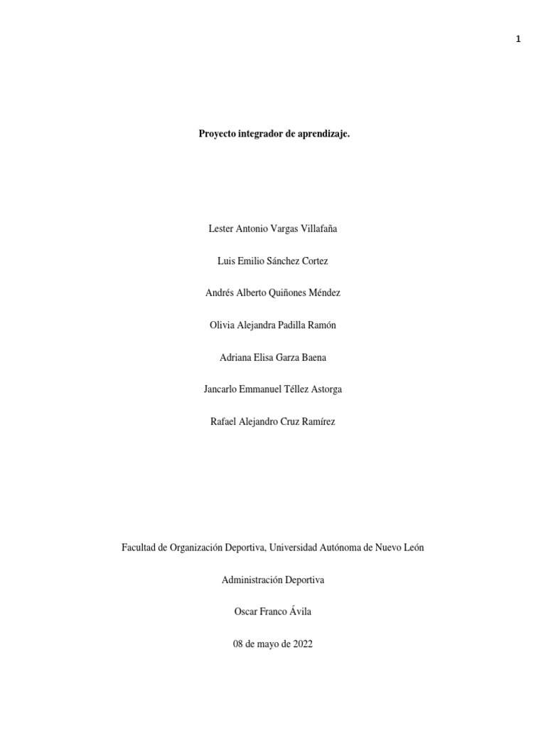 Proyecto Integrador De Aprendizaje Pdf