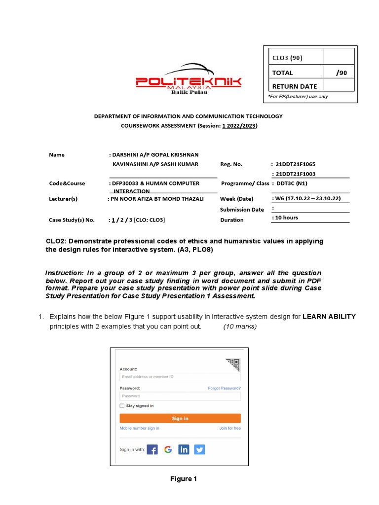 Case Study 1 (Hci) | Download Free PDF | Menu (Computing) | Password