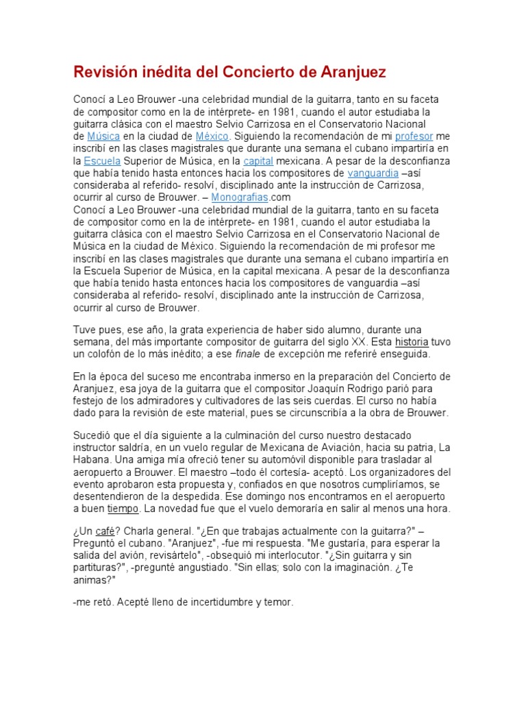 Concierto de Aranjuez | PDF | Guitarras | México