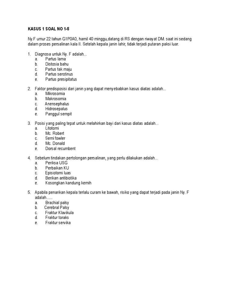 Soal Kasus Distosia | PDF