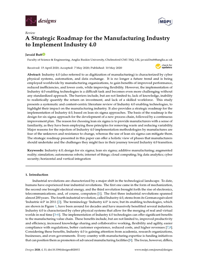 A Strategicroadmap For Manufacturing Industry 4.0 | PDF | Augmented ...