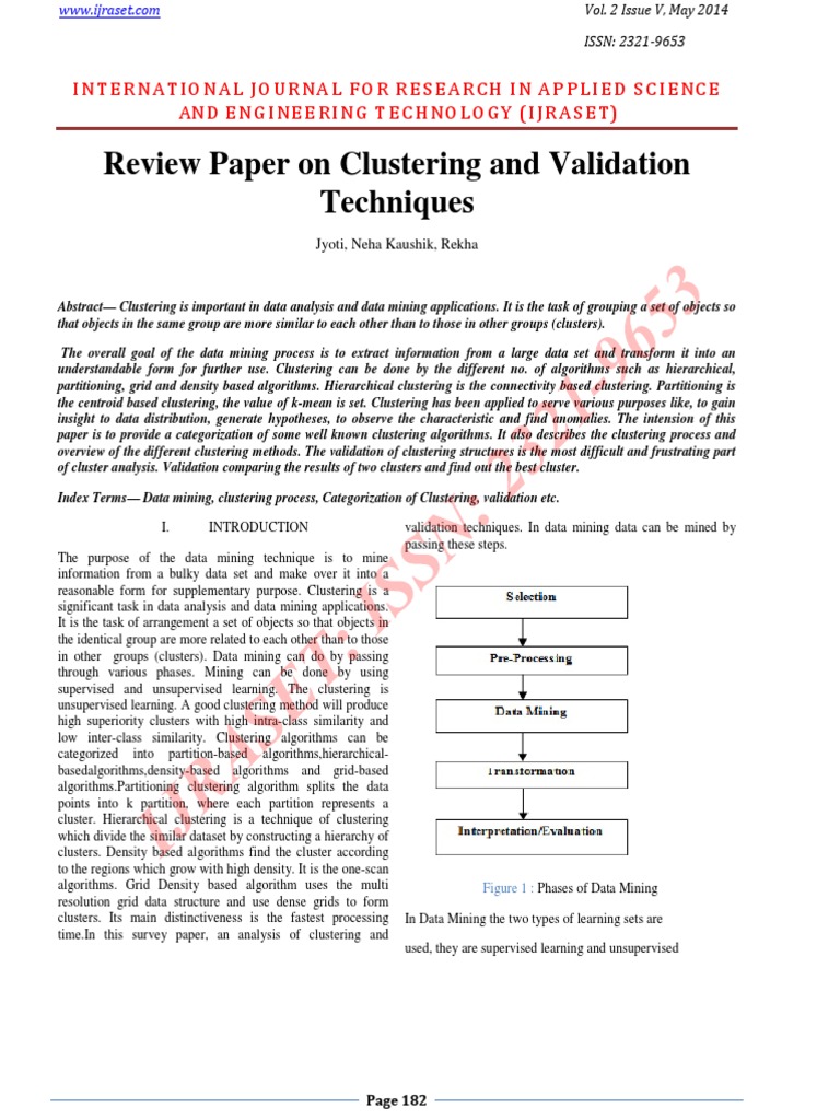 Review Paper On Clustering and Validation Techniques | PDF | Cluster Analysis | Information ...
