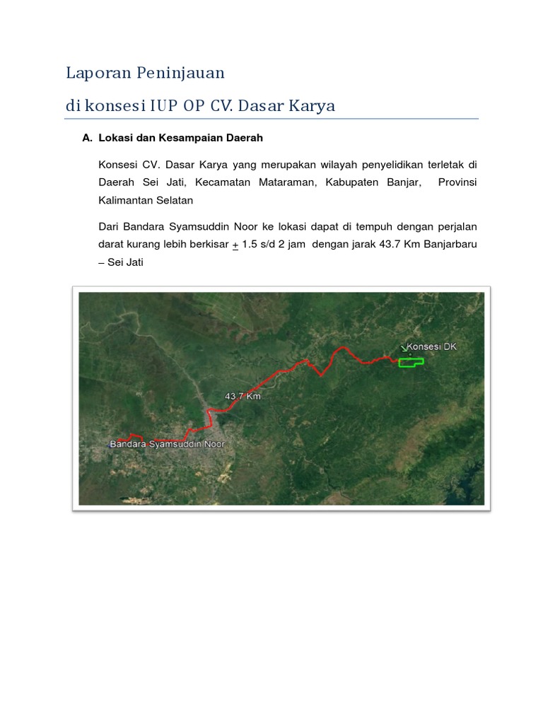 Laporan Hasil Penyelidikan Di IUP OP CV. DK | PDF