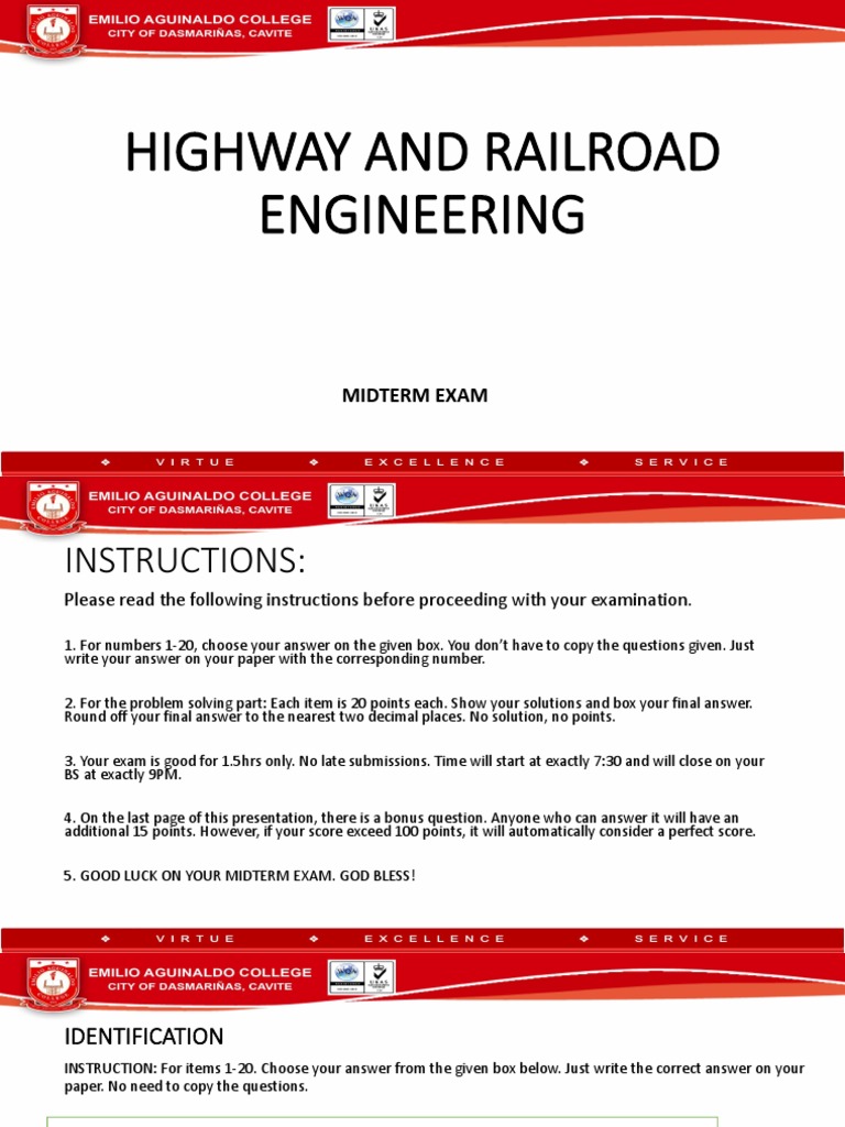 Highway and Railroad Engineering Midterm Examination | PDF | Road | Traffic