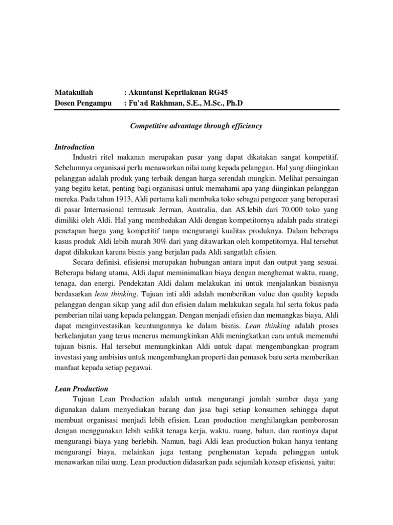 Efisiensi Lean Production Aldi dalam Ritel | PDF
