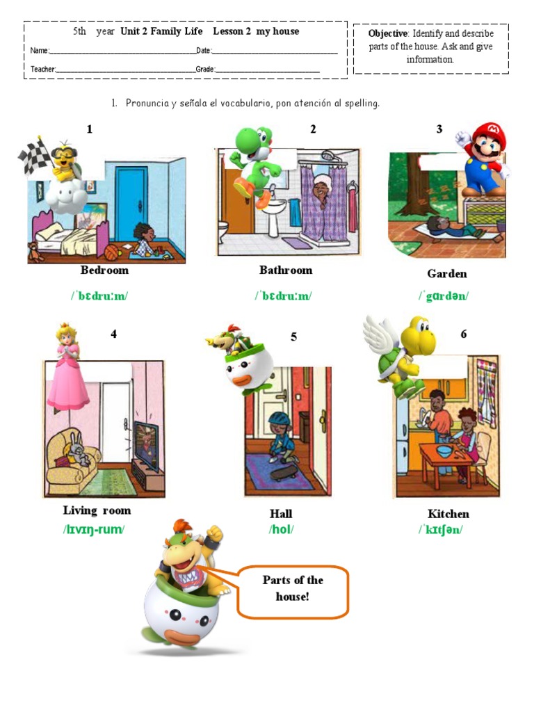 5th Year Unit 2 Family Life Lesson 2 My House | PDF