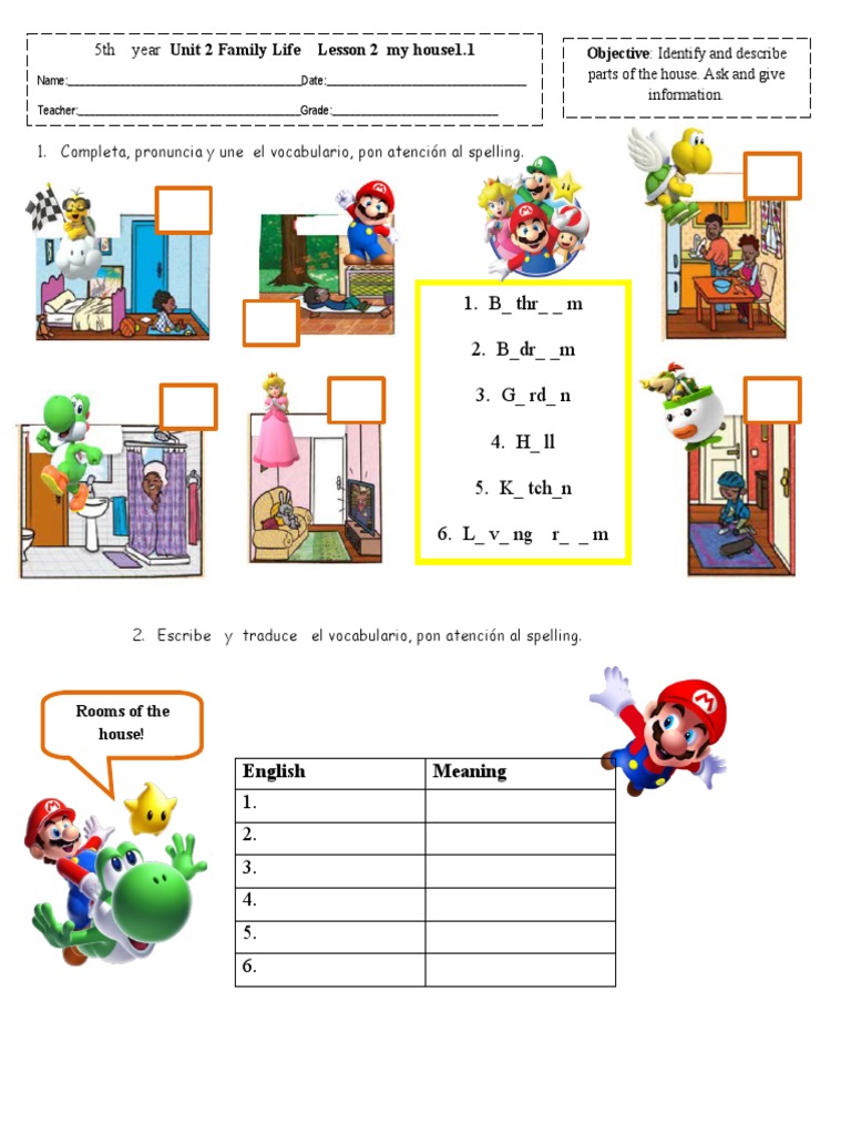 5th Year Unit 2 Family Life Lesson 2 My House1.1 | PDF | Foreign ...