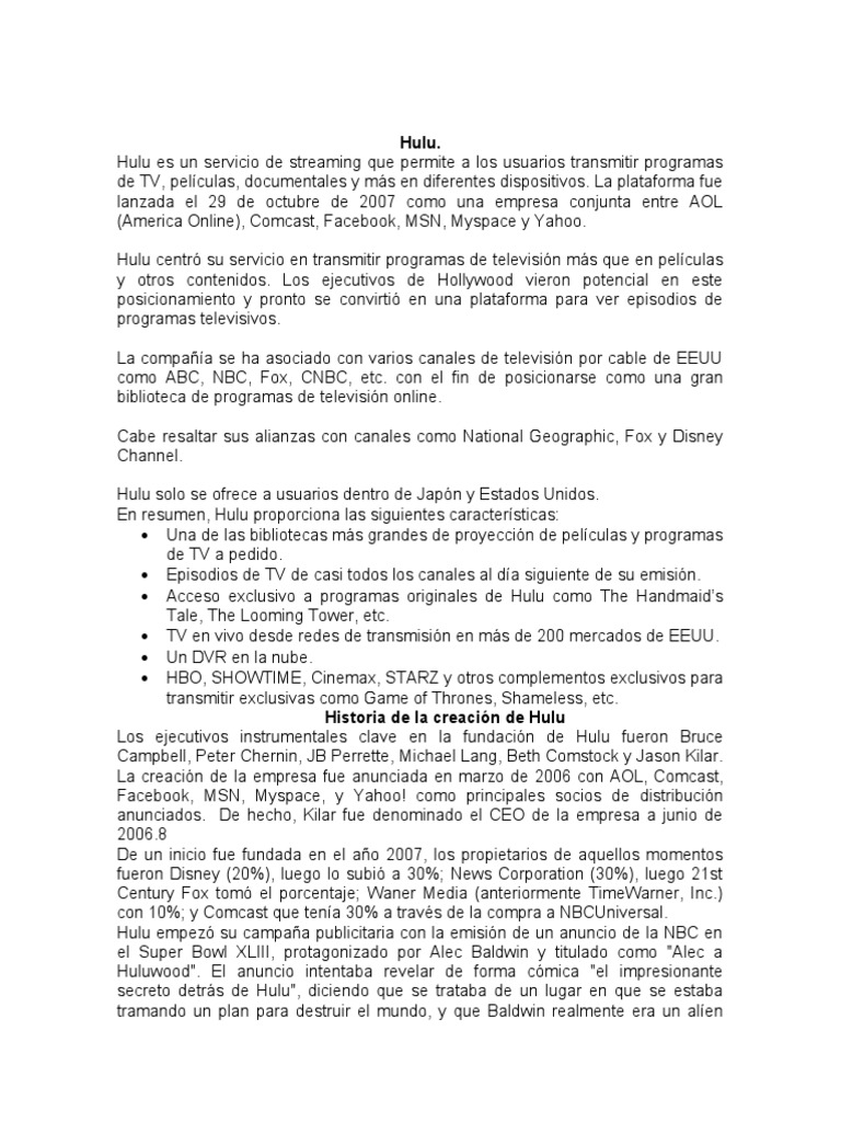 Hulu | PDF | Hulu | Netflix