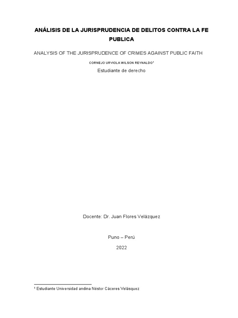 Jurisprudencia de Delitos contra la Fe Pública | PDF | Derecho penal | Habeas corpus