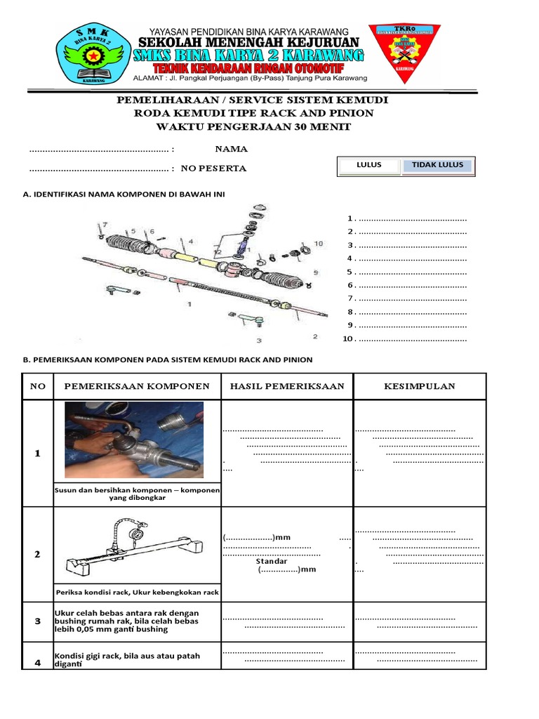 Job Sheet Sistem Kemudi Dan Suspensi | PDF