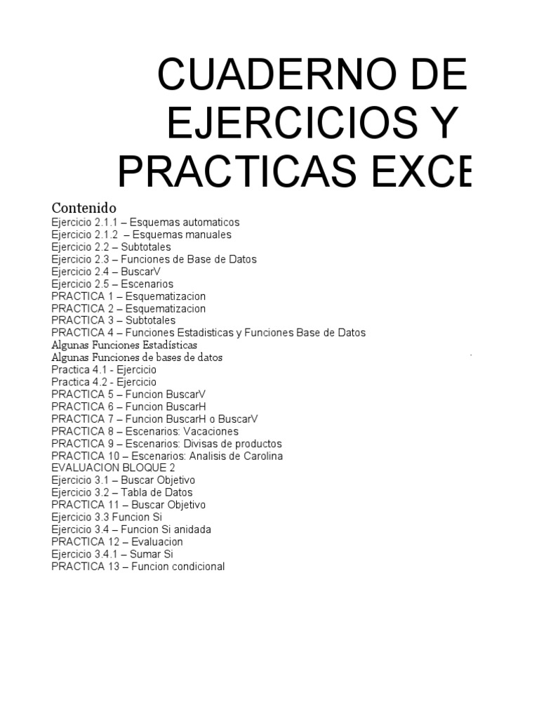 Cuaderno Ejercicios Practicas Excel Avanzado | PDF | Microsoft Excel | Tipo de cambio