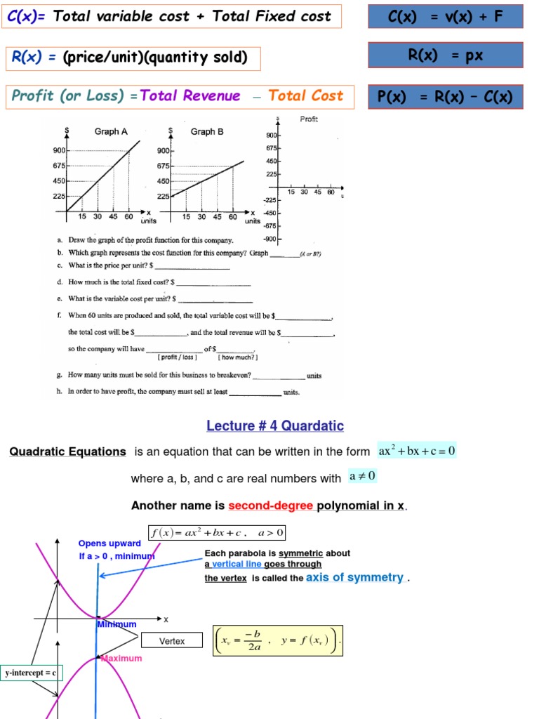 1 - 22 - MA1200 Lec 4 Quadratic Lecture | PDF | Mathematics | Business ...