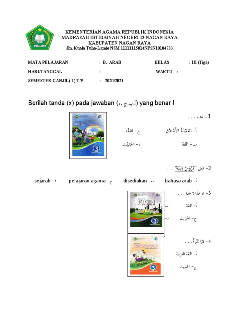 Soal Bahasa Arab Kelas 3 | PDF
