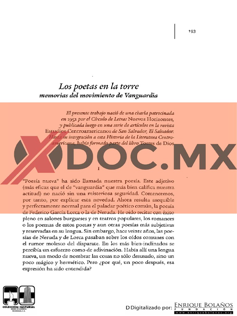 Pablo Antonio Cuadra-Poetas en La Torre | PDF | Poesía | Nicaragua