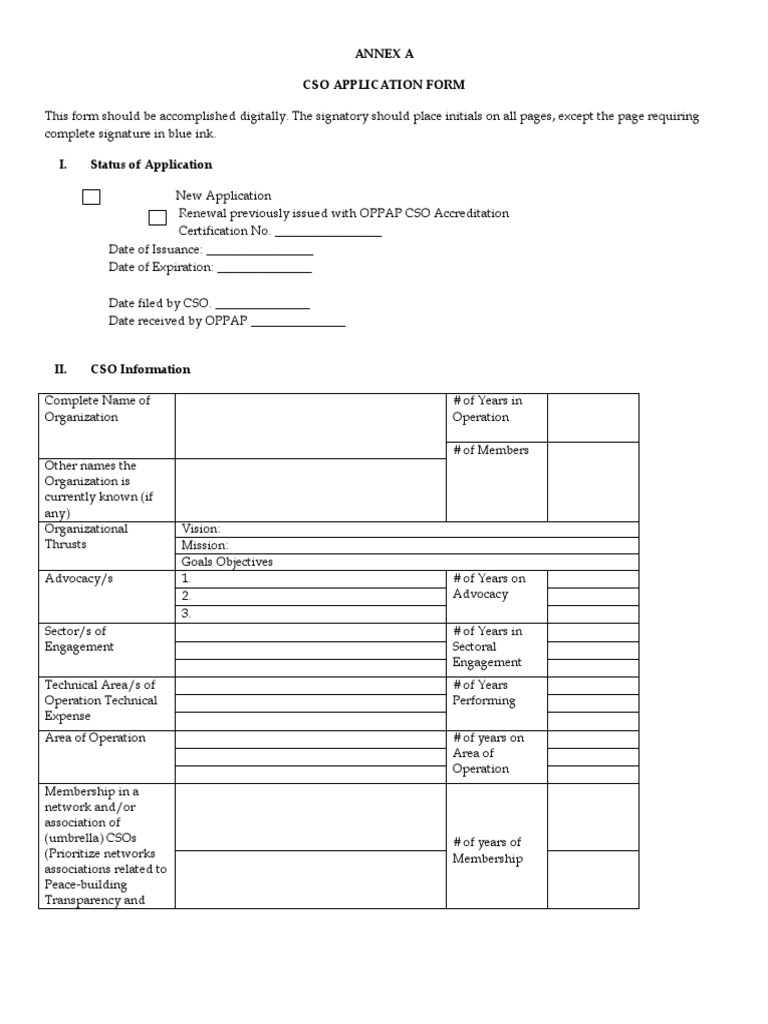Cso Application Form Annex A | Download Free PDF | Peacebuilding ...