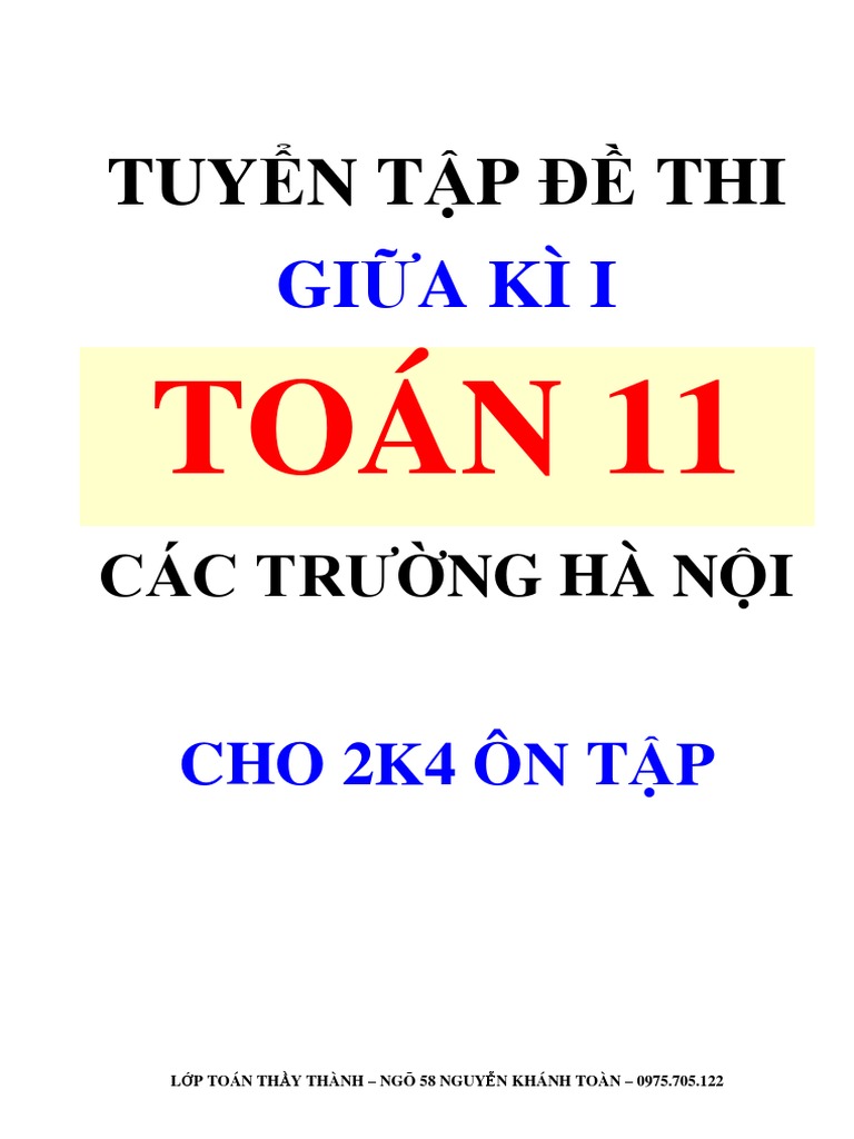 Tuyển Tập Đề Thi GK1-Toán 11-Thầy Nguyễn Chí Thành | PDF