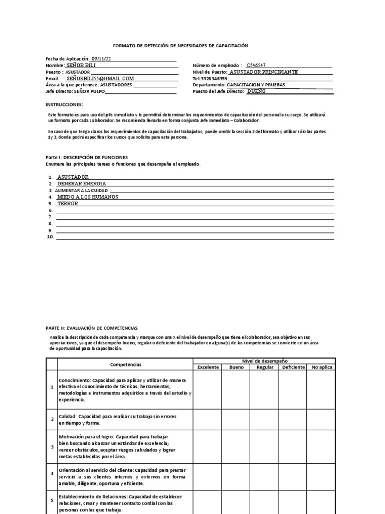 Formato de Detección de Necesidades de Capacitacion DNC Competencias | PDF | Toma de decisiones ...