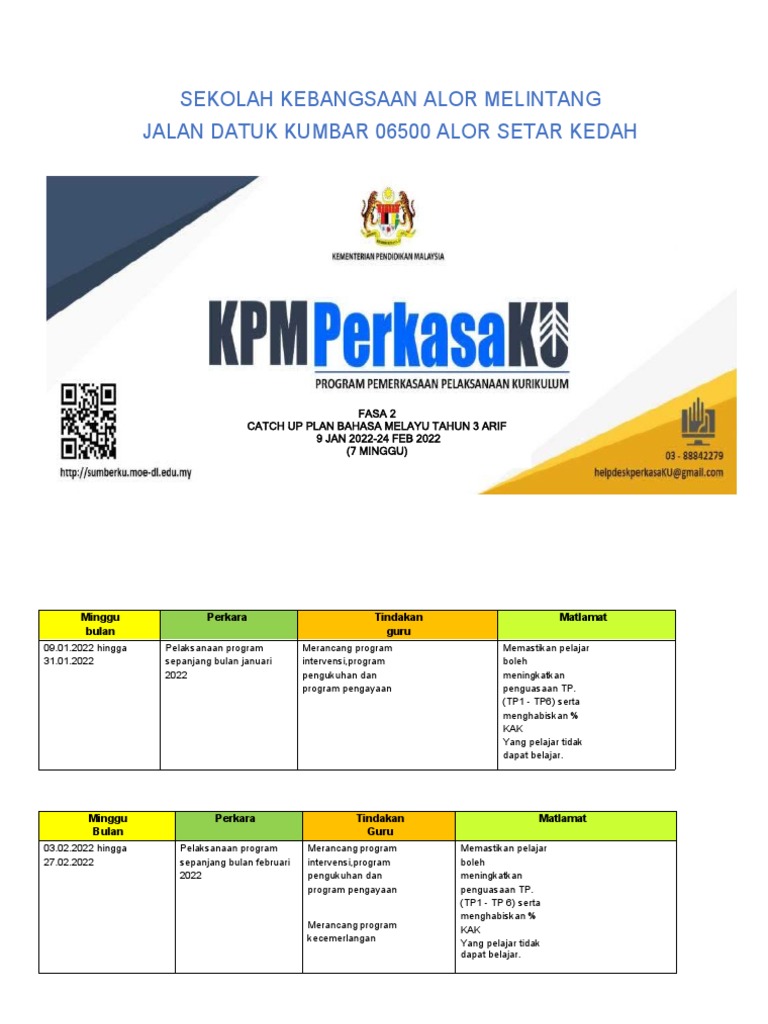 Catch Up Plan BM T3 | PDF